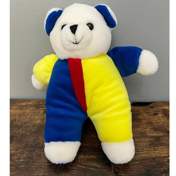 unbranded | Toys | Vintage Colorblock Red Blue Yellow Teddy Bear Plush ...